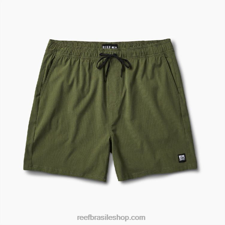 br Reef shorts de cintura elástica field 17 homens olivina 6N0JF714 ...
